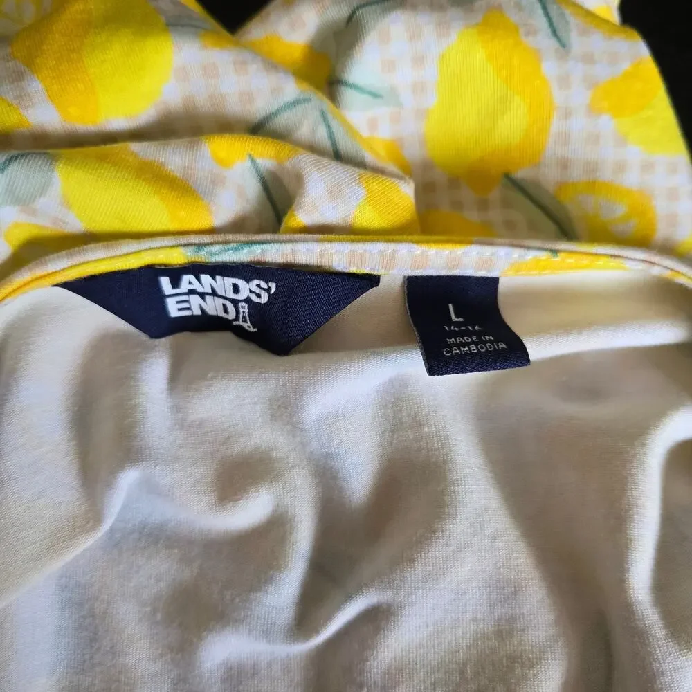 Lands' End | Dresses | Lands End Women Lemon Print Dress Summer Novelty ...